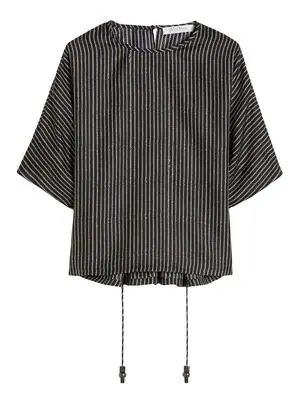 Max Mara Silk Stripe Blouse - Black