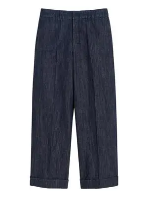 Max Mara Cotton-linen Denim Wide Leg Trousers - Blue