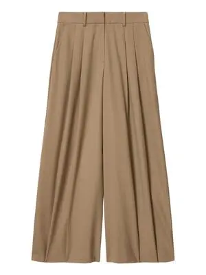 ALLSAINTS Wool-Blend Wide-Leg Trousers Brown