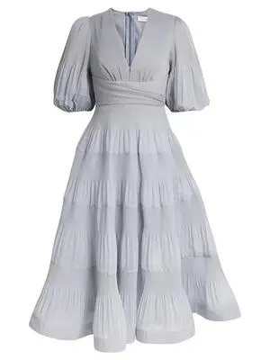 Zimmermann Plunge-neck Midi Dress - Blue