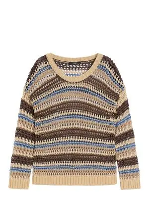 Max Mara Linen-blend Open-knit Sweater - Brown