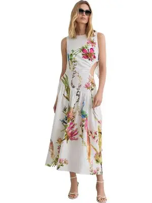 a line bias cut dress Gisele Bias-Cut Midi Dress in Stretch Twill main image 1