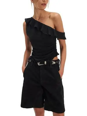 Free People Isla One Shoulder Top - Black
