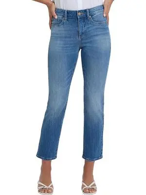 NYDJ Marilyn Floral Pocket High Rise Straight Ankle Jeans Pacifica