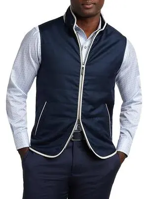 David Donahue Quilted Zip-up Vest - Navy