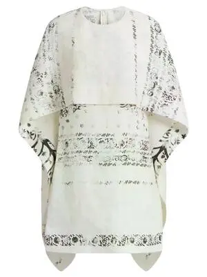 Alberta Ferretti Cape-detail Printed Mini Dress - Neutrals