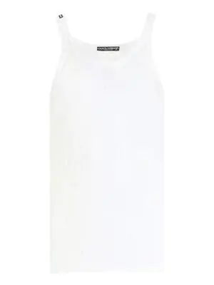 Dolce & Gabbana Frayed-trim Tank Top - White