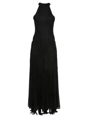 BLESS Tassel Crocheted Maxi Dress - Black