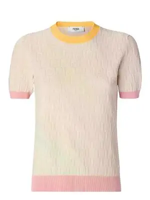 Fendi Textured Knit T-shirt - Neutrals