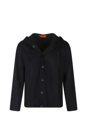 Barena Venezia Button Wool Hoodie - Blue