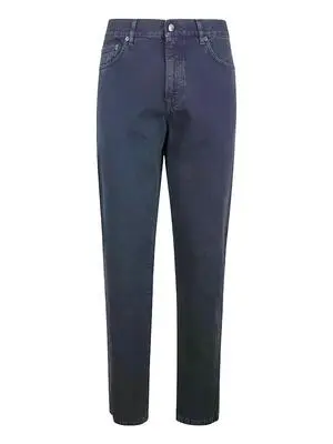 Zegna Logo Patch Jeans - Blue