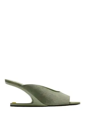 Balmain Suede Open-toe Mules - Green