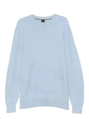 BOSS Textured Crew Neck Sweater Blue
