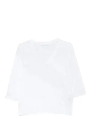Majestic Filatures V-Neck Three-Quarter Sleeve T-Shirt White