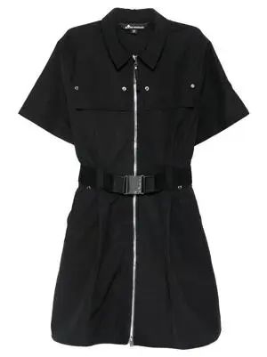 MOOSE KNUCKLES Belted Zip-Up Mini Shirt Dress