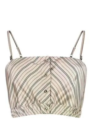 Liu Jo Striped Button Crop Top - Neutrals