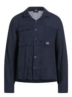 C.P. COMPANY C. P. Company Man Shirt Light Grey Size S Linen Blue