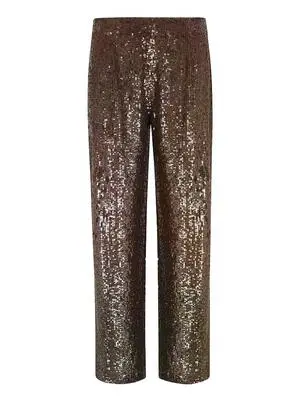P.a.r.o.s.h Sequined Straight Leg Trousers - Brown