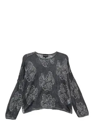 Emporio Armani Floral Pattern Crew Neck Sweater - Blue