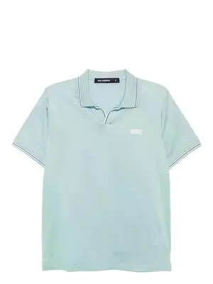 Karl Lagerfeld Striped-collar T-shirt - Blue