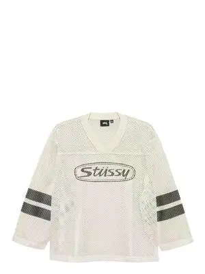 StÜssy Logo-print Mesh V-neck T-shirt - Neutrals