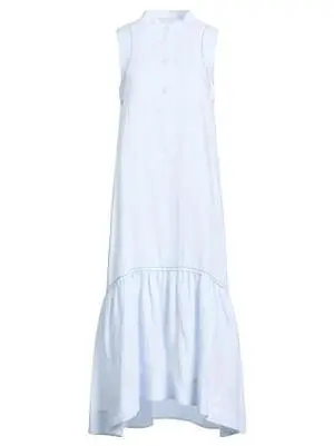 Peserico Sleeveless Mandarin Collar Midi Dress - Blue