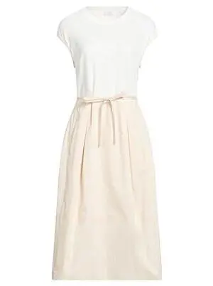 Peserico Two-tone Midi Dress With Belt - White