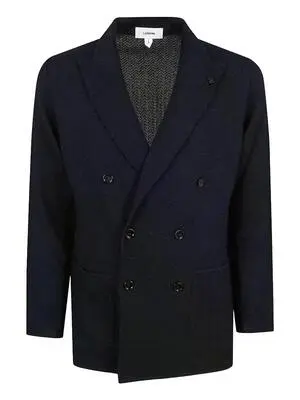 LARDINI Double-breasted Cotton Blazer - Blue