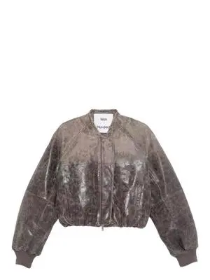 WON HUNDRED Ola Leather Bomber Jacket - Grey