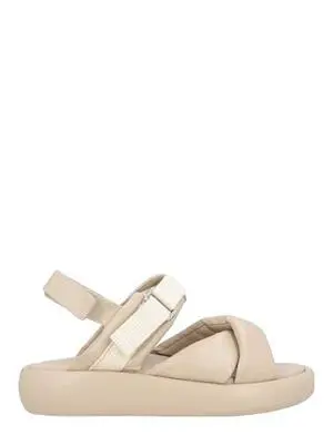 Peserico Leather Slingback Flatform Sandals - Beige
