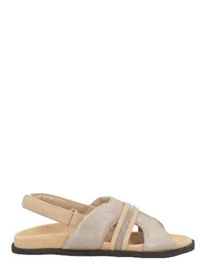 Peserico Leather Woven Slingback Sandals - Grey