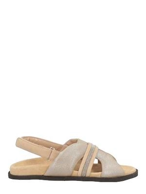 Peserico Leather Woven Slingback Sandals - Platinum