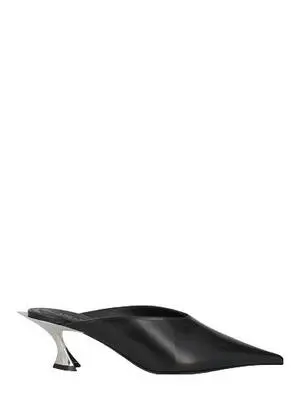 MUGLER Leather Mules With Geometric Heel - Black