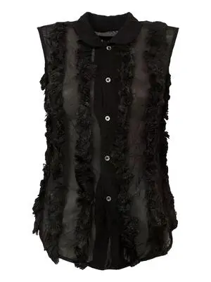 Comme Des Garçons Textured See-through Top - Black