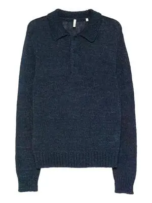 SUNFLOWER Ribbed-knit Polo Shirt - Blue