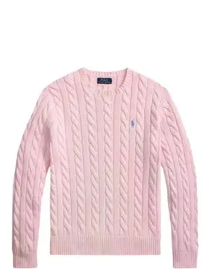 Polo Ralph Lauren Cable-Knit Embroidered Sweater Pink