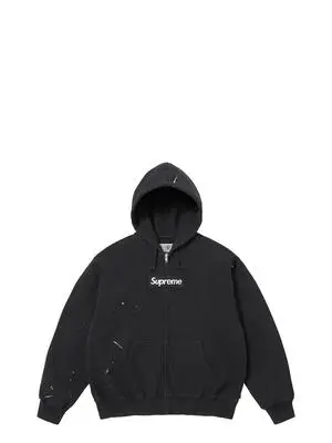 Supreme X Mm6 Maison Margiela Box Logo Zip Up Hooded Sweatshirt - Black