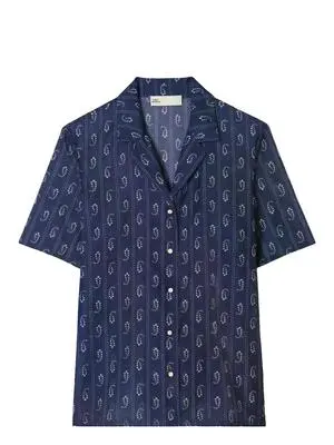 Tory Burch Printed Camp Shirt - Blue