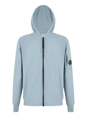 C.P. COMPANY Light Fleece Zip Hooded Sweatshirt - Blue
