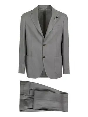 LARDINI Flower-pin Buttoned Suit Grey