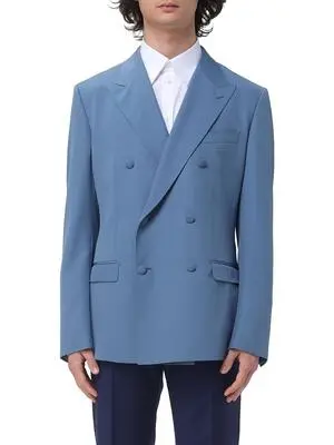 Dolce & Gabbana Double Breasted Virgin Wool Blazer - Blue