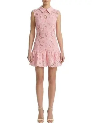 SELF-PORTRAIT Lace Collared Dress - Pink