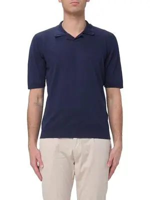Eleventy Basic Cotton And Linen Polo Shirt Blue