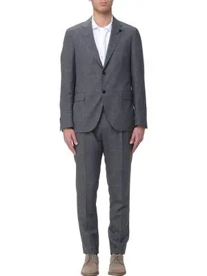 LARDINI Single-breasted Wool And Silk Suit Charcoal