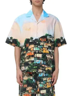 LANEUS Printed Stretch Cotton Shirt Multicolor