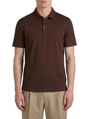 ZANONE Cotton And Silk Polo Shirt - Brown