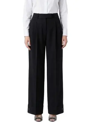 Giorgio Armani Palazzo Trousers In Silk - Black