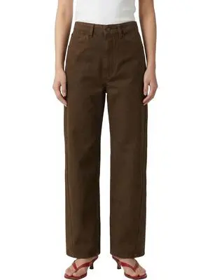 LEMAIRE Wide Leg Cotton Trousers - Cocoa