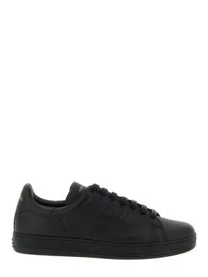 TOM FORD Warwick Grained Leather Lace-up Sneakers - Black