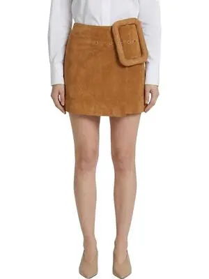 AMI Paris AMI Suede Mini Skirt Brown